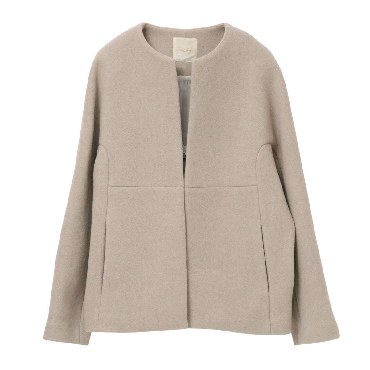 ヴァージンウールダブルビーバー ノーカラーショートコート 51 グレージュ【Fleur de lis(フラデリ)】｜Fleur de lis