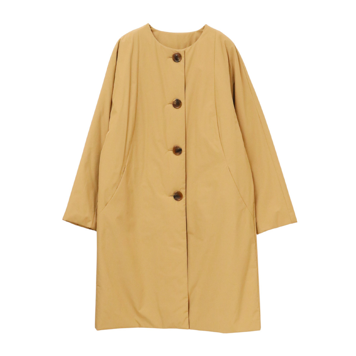 Teflon 中綿ノーカラーロングコート 1 ベージュ【TOLNERA(トルネラ)PRIORITY(プライオリティ)】｜Fleur de lis